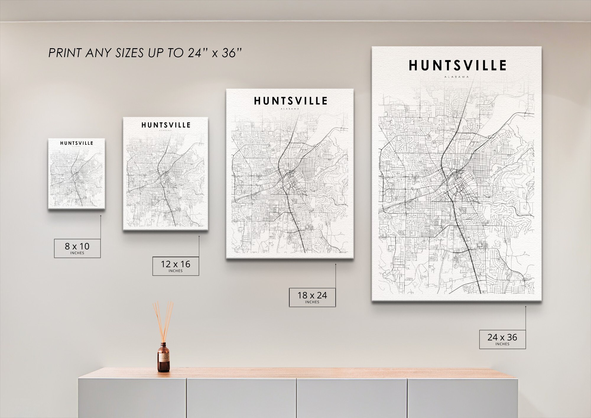 Huntsville AL Map Print Alabama USA Map Art Poster City | Etsy