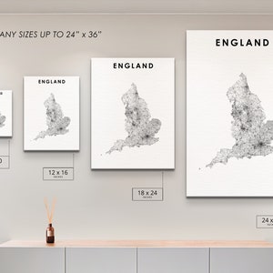 England Map Print, Road Map Art Poster, UK United Kingdom Britain ...