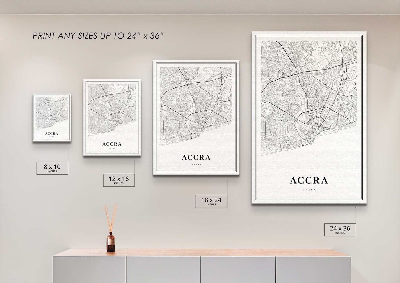 Accra Ghana Map Print Map Art Poster Nkran Ankara City - Etsy