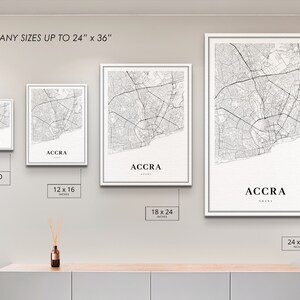 Accra Ghana Map Print, Map Art Poster, Nkran Ankara, City Street Road ...