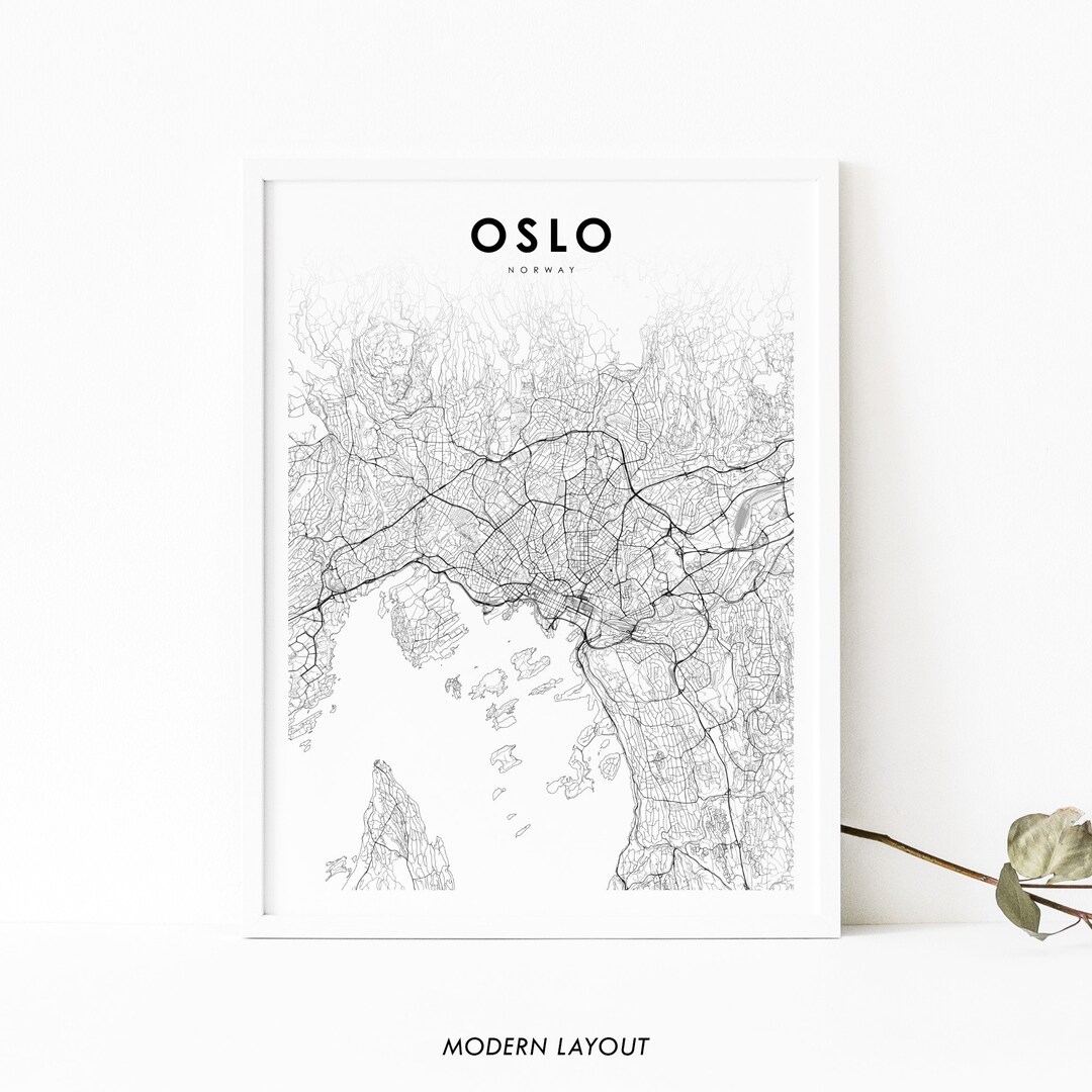 Oslo Area Norway Map Print, Østlandet Map Art Poster, City Street Road ...