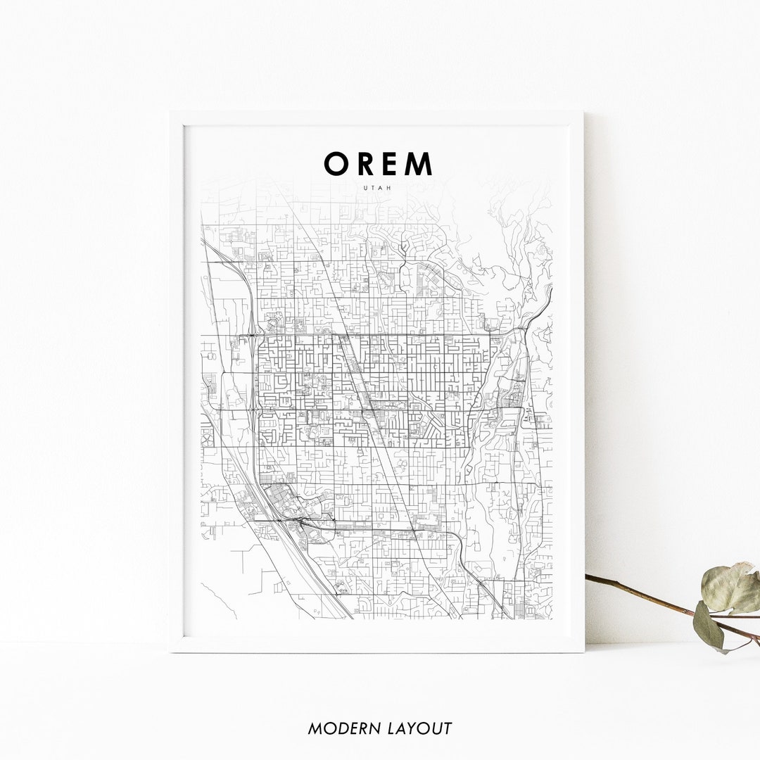 Orem UT Map Print, Utah USA Map Art Poster, Provo-orem Salt Lake City ...