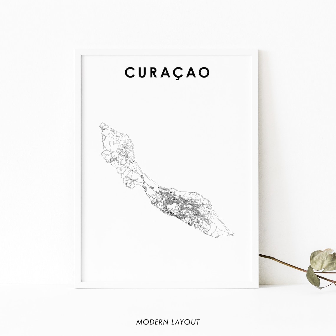 Curacao Map Print, Curaçao Road Map Poster, Willemstad Pais Kòrsou ...