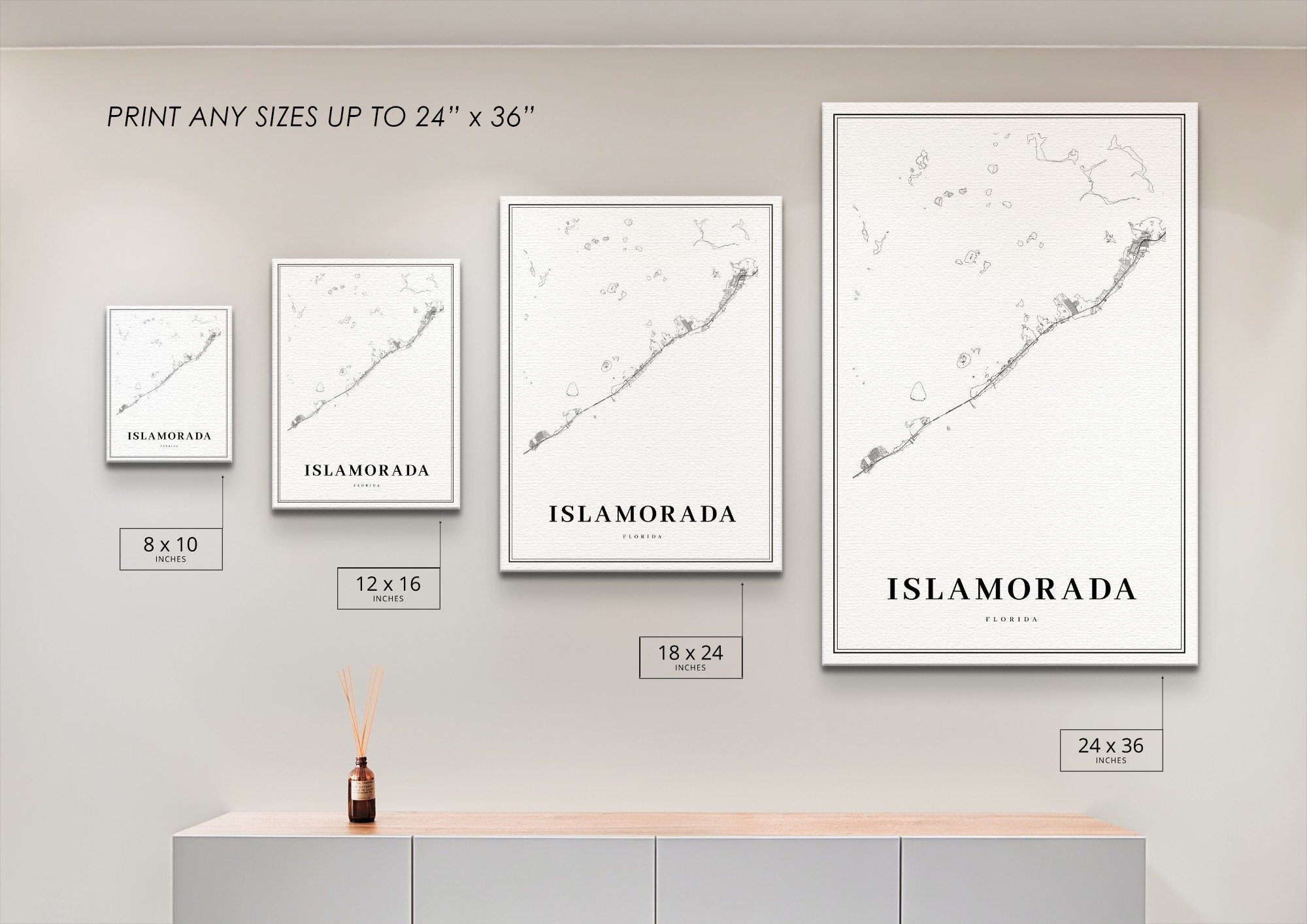 Islamorada FL Map Print, Florida USA Map Art Poster, Florida Keys, City ...
