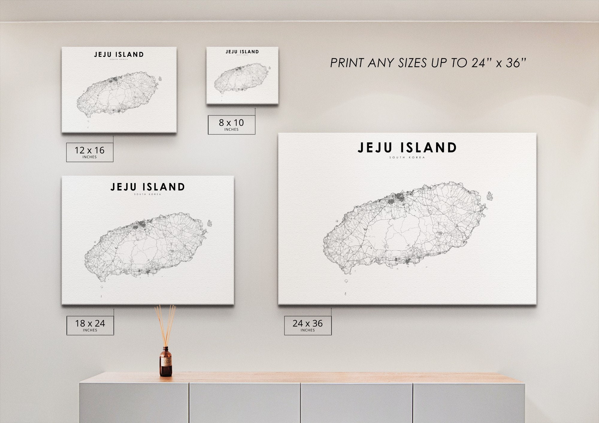 Jeju Island South Korea Map Print Road Map Art Poster 제주 제주도 | Etsy