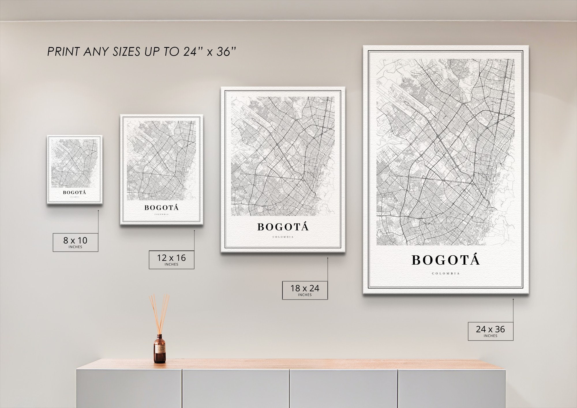 Bogota Colombia Map Print, Bogotá Map Art Poster, City Street Road Map ...