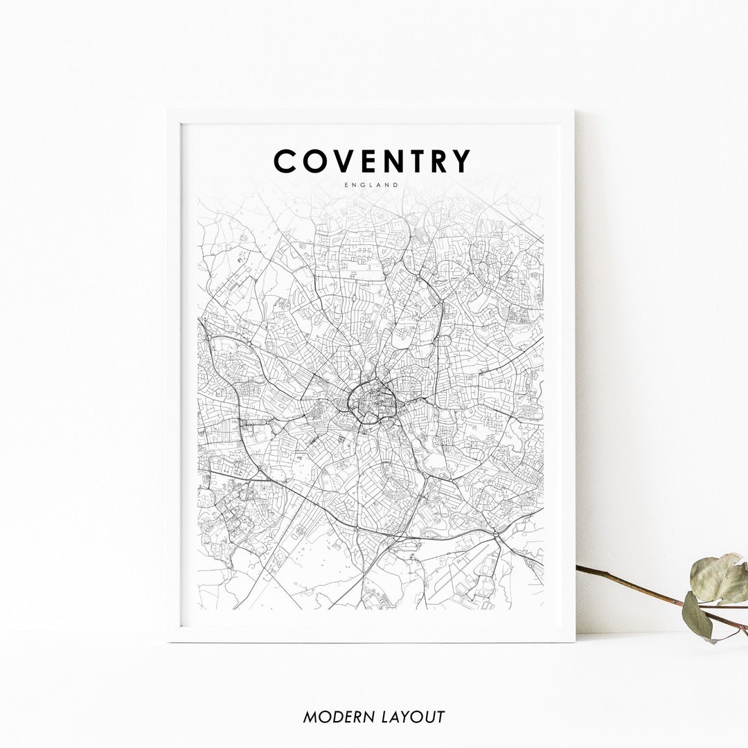 Coventry England Map Print United Kingdom UK Map Art Poster - Etsy