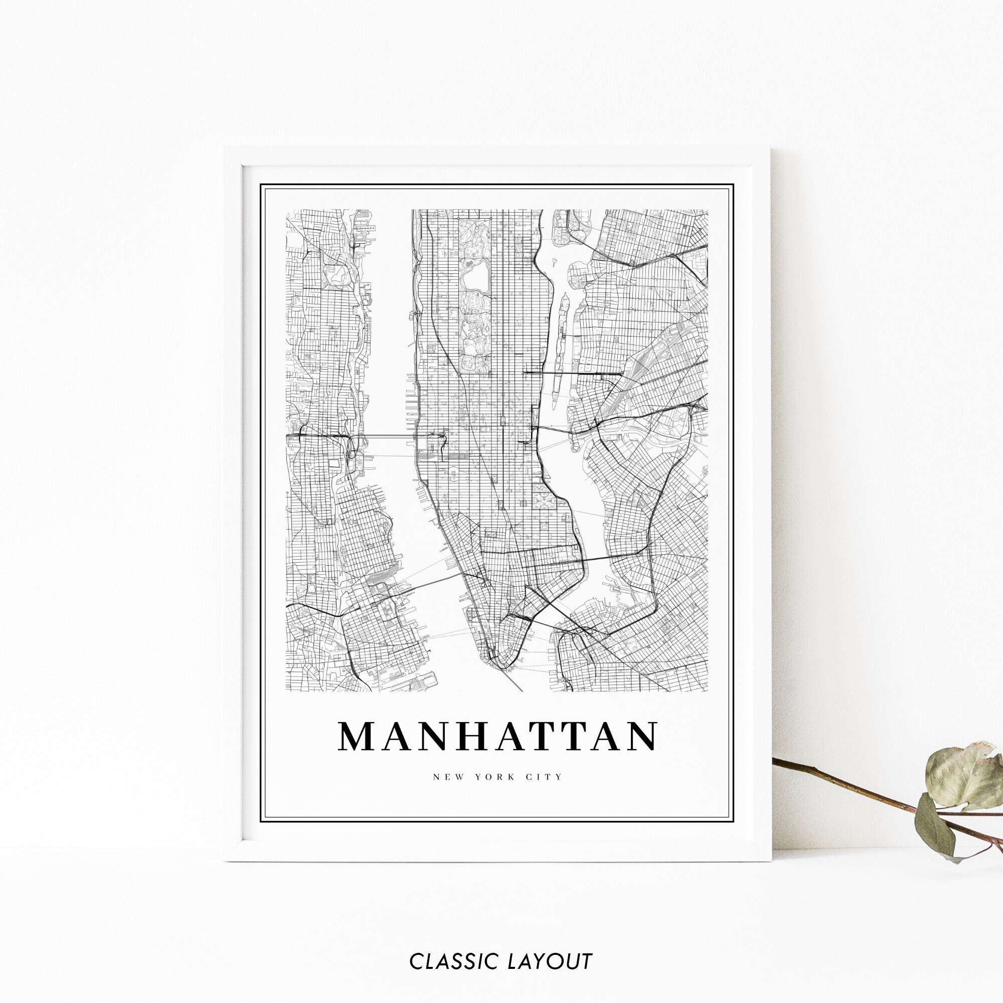 Manhattan NYC Map Print, New York City NY USA Map Art Poster, City ...