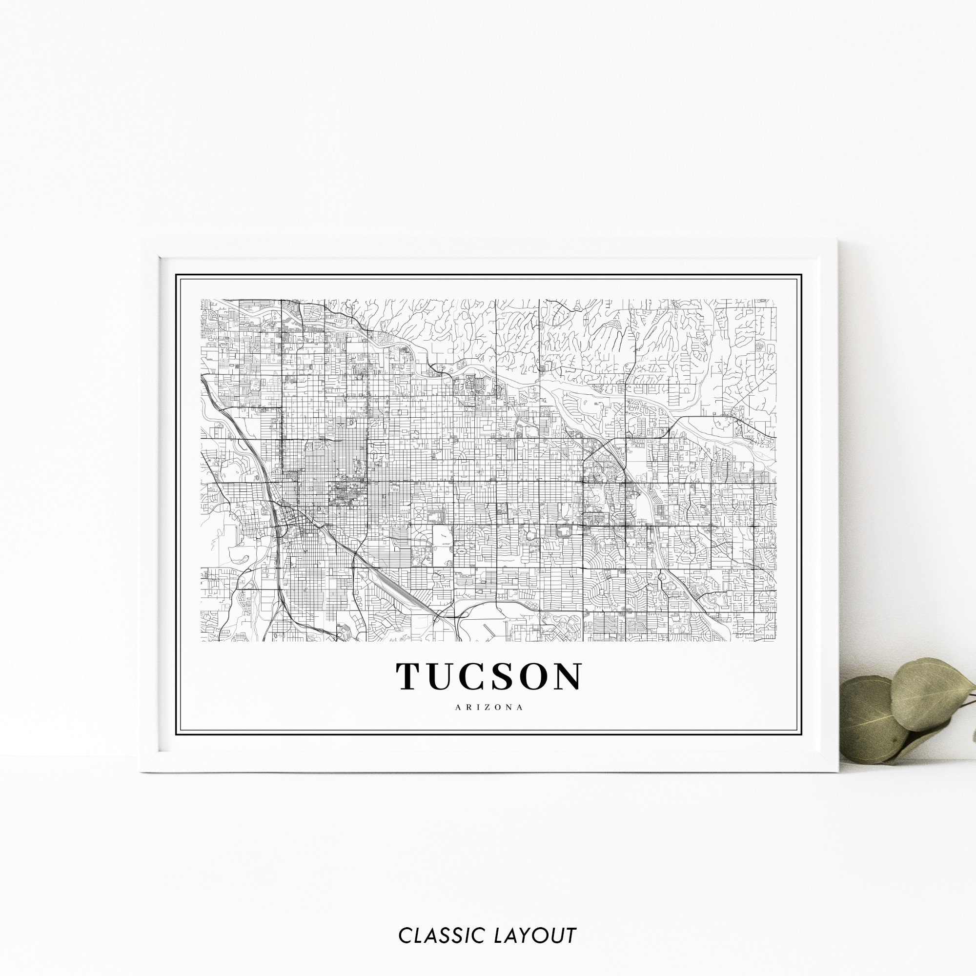 Tucson AZ Map Print Arizona USA Map Art Poster City Street - Etsy