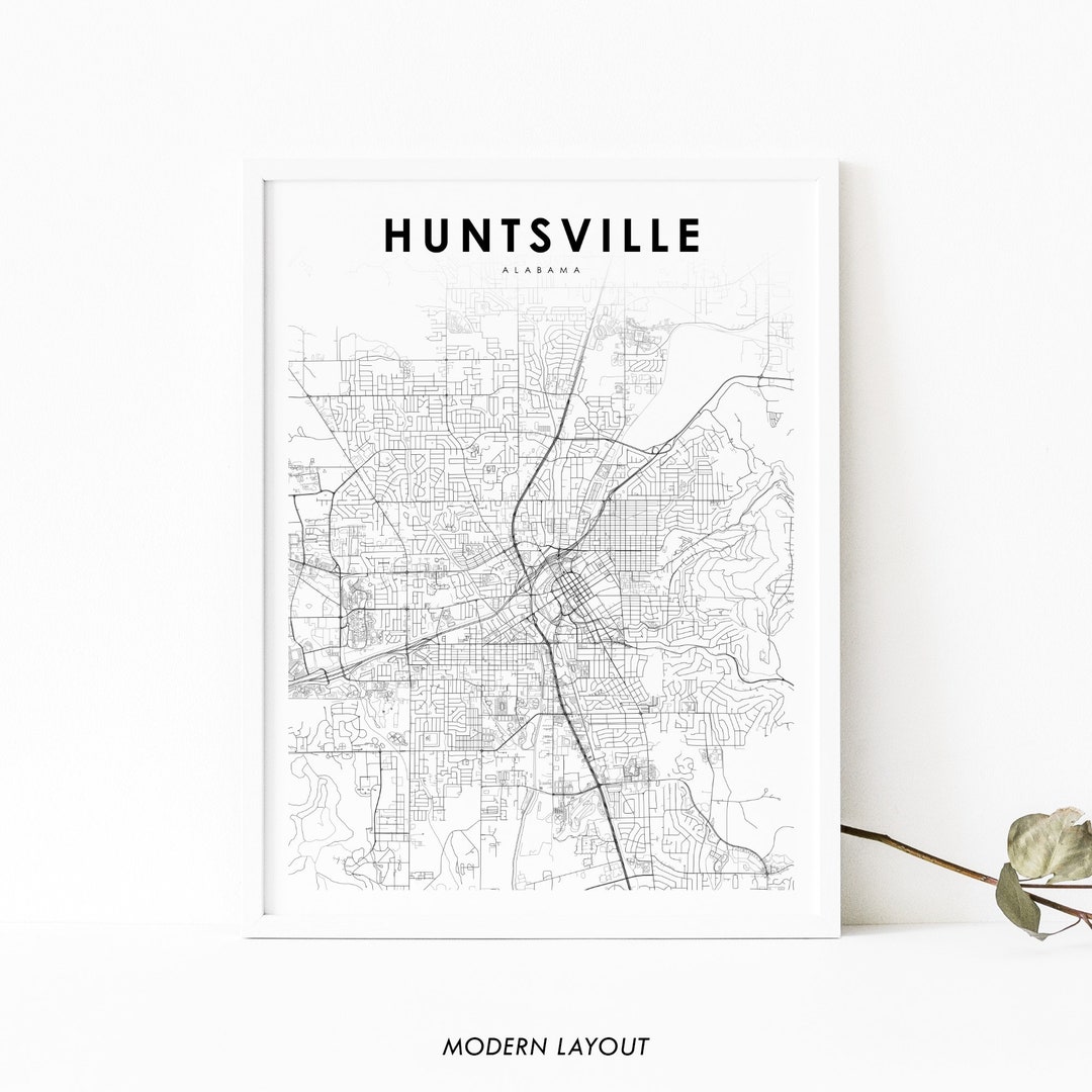 Huntsville AL Map Print, Alabama USA Map Art Poster, Morgan County City ...