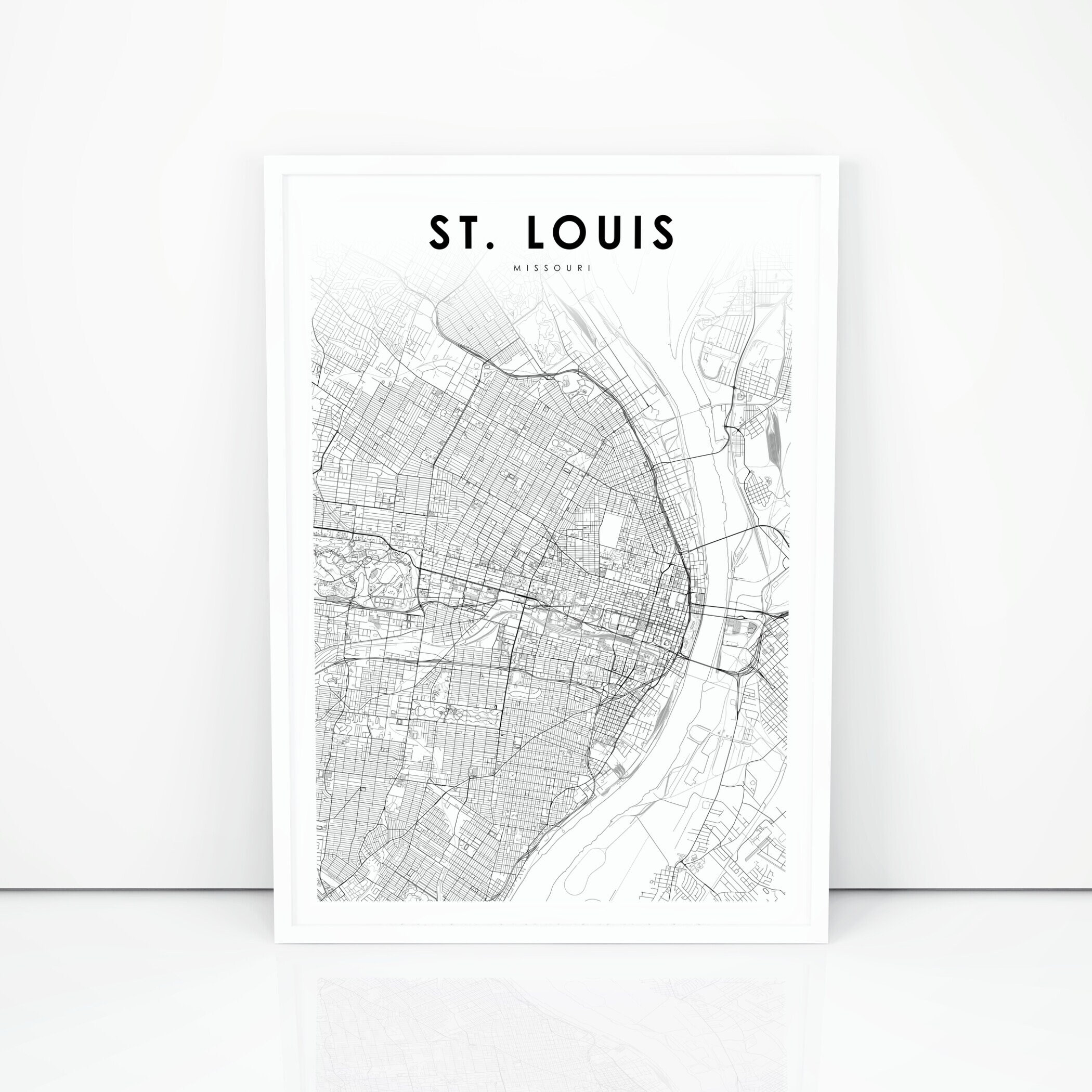 Downtown St. Louis MO Map Print Missouri USA Map Art Poster | Etsy