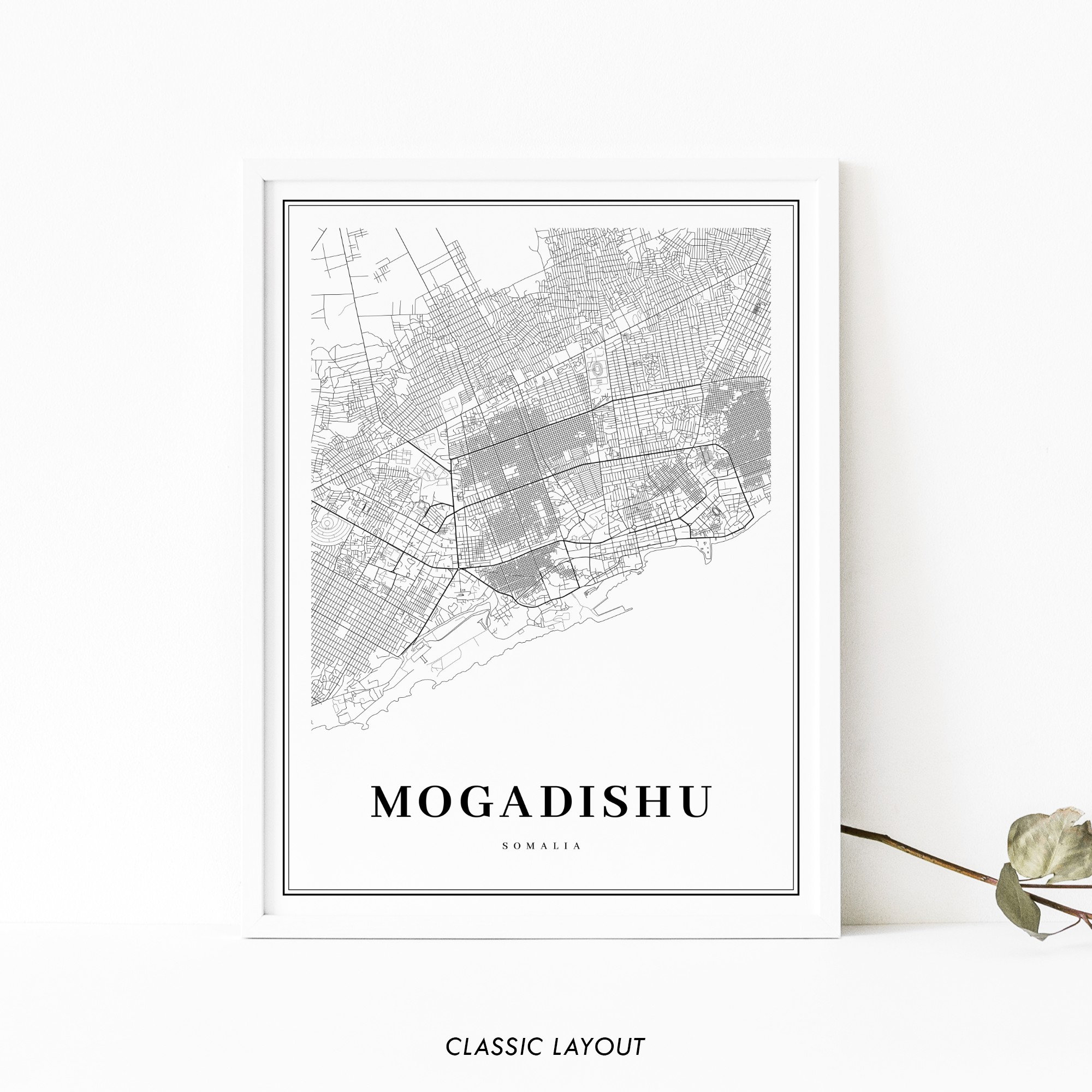 Mogadishu Somalia Map Print Map Art Poster مقديشو Muqdisho - Etsy Hong Kong