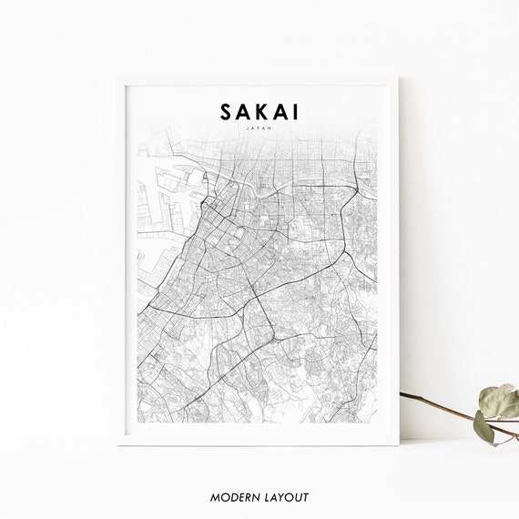 Sakai Japan Map Print Osaka Map Art Poster 堺市 大阪 大阪市 日本 - Etsy
