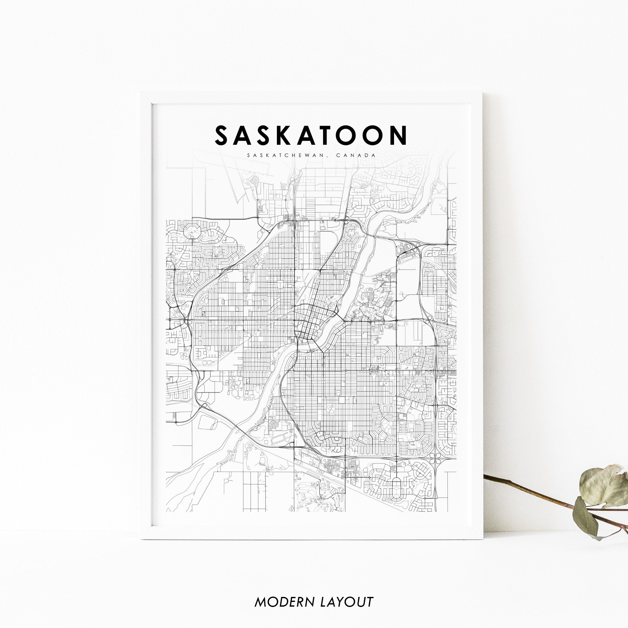 Saskatoon Saskatchewan Map Print SK Canada Map Art Poster - Etsy UK