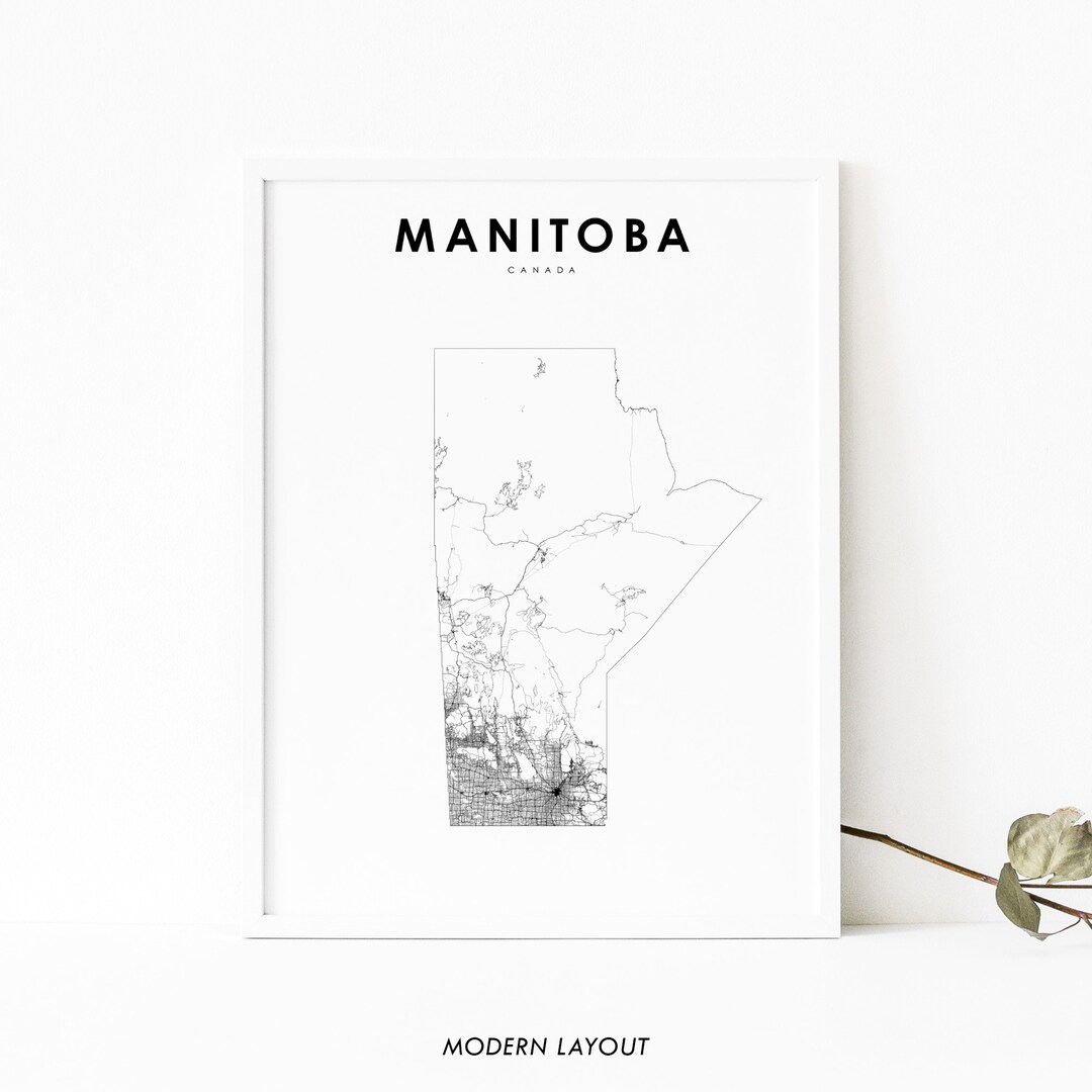 Manitoba Map Print, MB Canada State Road Map Print, Canada Map Art ...