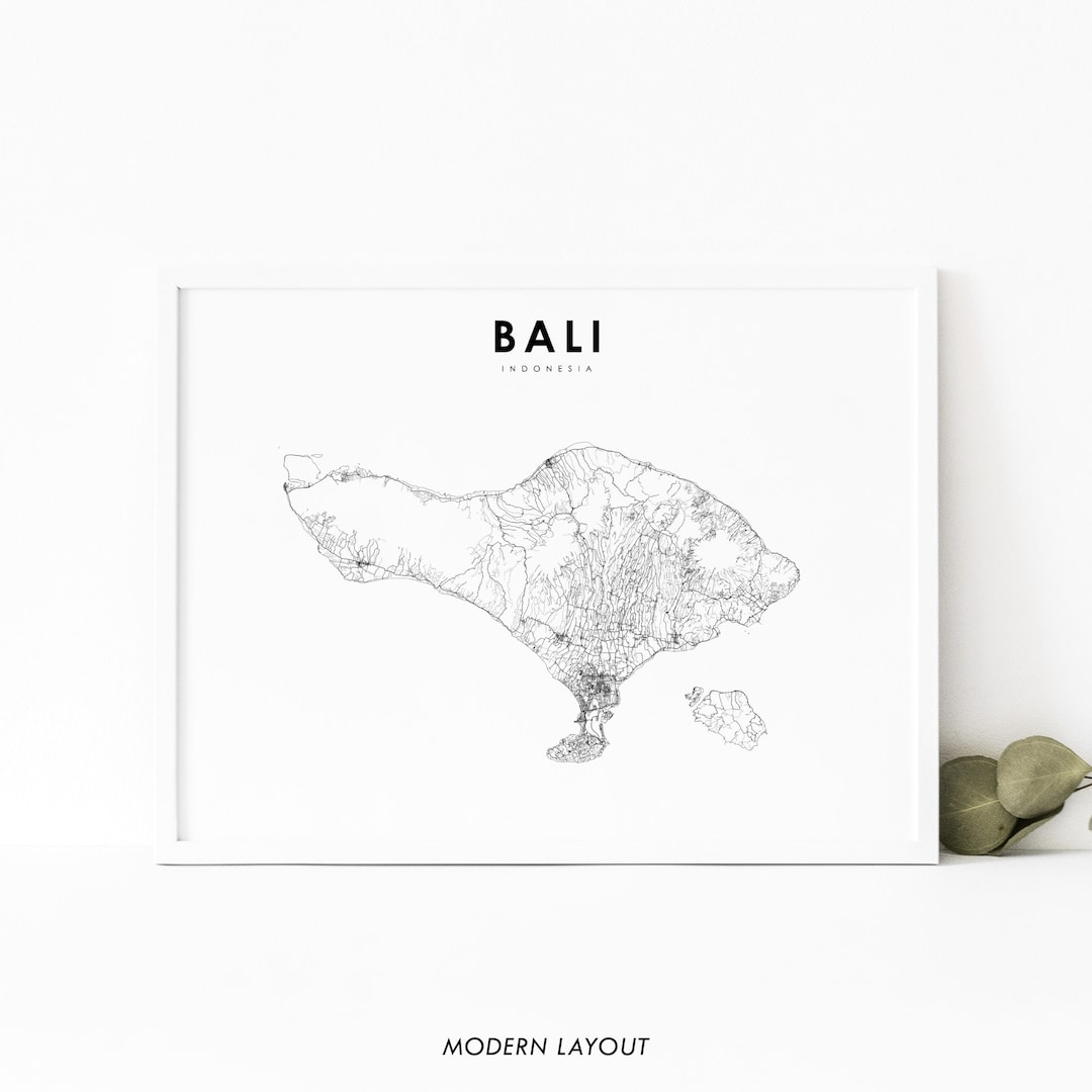 Bali Indonesia Map Print, Road Map Art Poster, Lesser Sunda Map Art ...