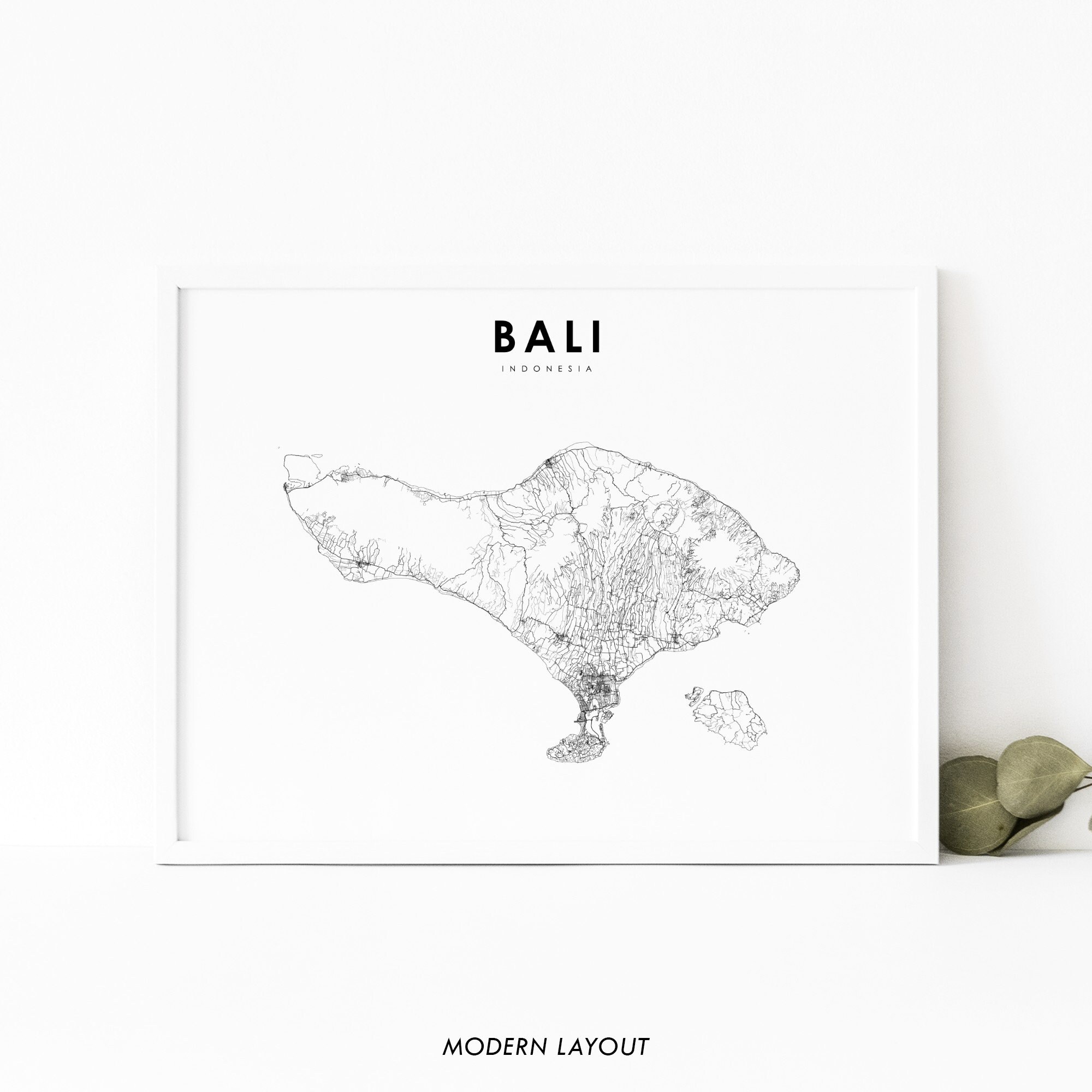 Bali Indonesia Map Print Road Map Art Poster Lesser Sunda | Etsy