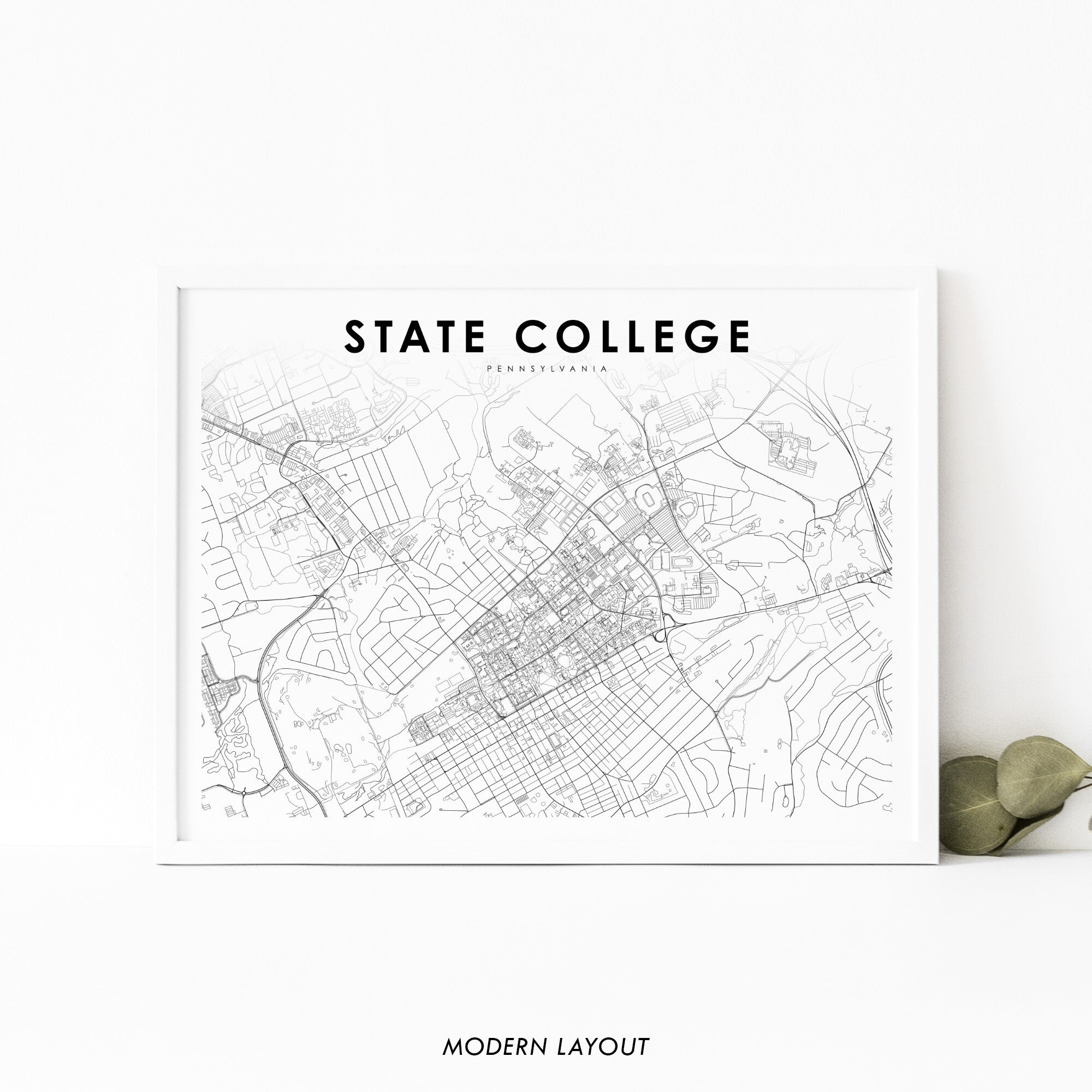 State College PA Map Print Pennsylvania USA Map Art Poster - Etsy
