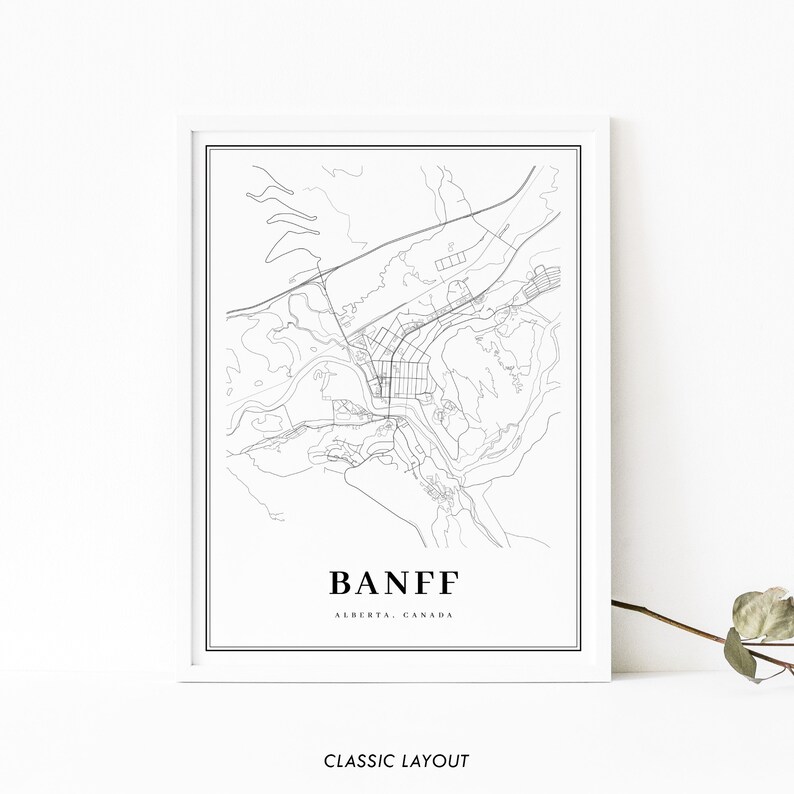 Banff Alberta Map Print AB Canada Map Art Poster Jasper | Etsy