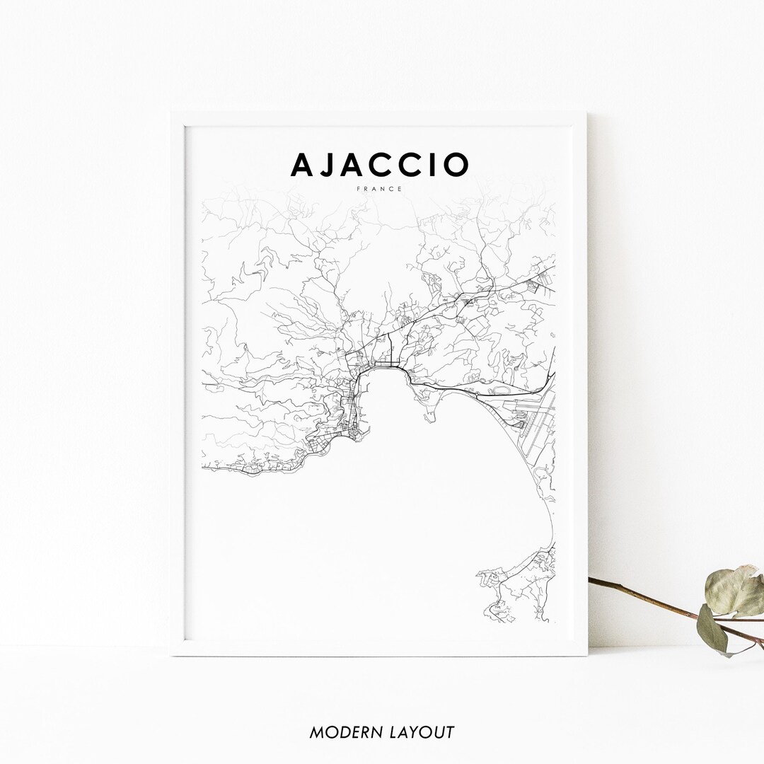 Ajaccio France Map Print, Map Art Poster, Corsica Aiacciu Corse, City ...