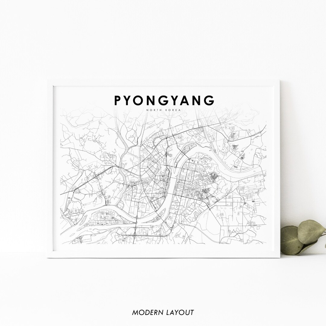 Pyongyang North Korea Map Print, Map Art Poster, 평양 평양직할시 平壤直轄市 북한 ...