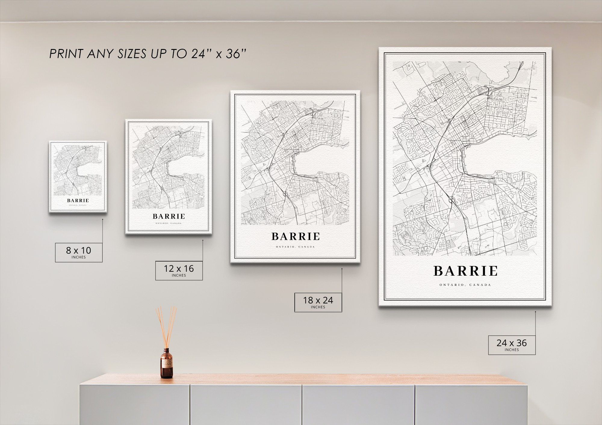 Barrie Ontario Map Print, ON Canada Map Art Poster, Simcoe County, City ...