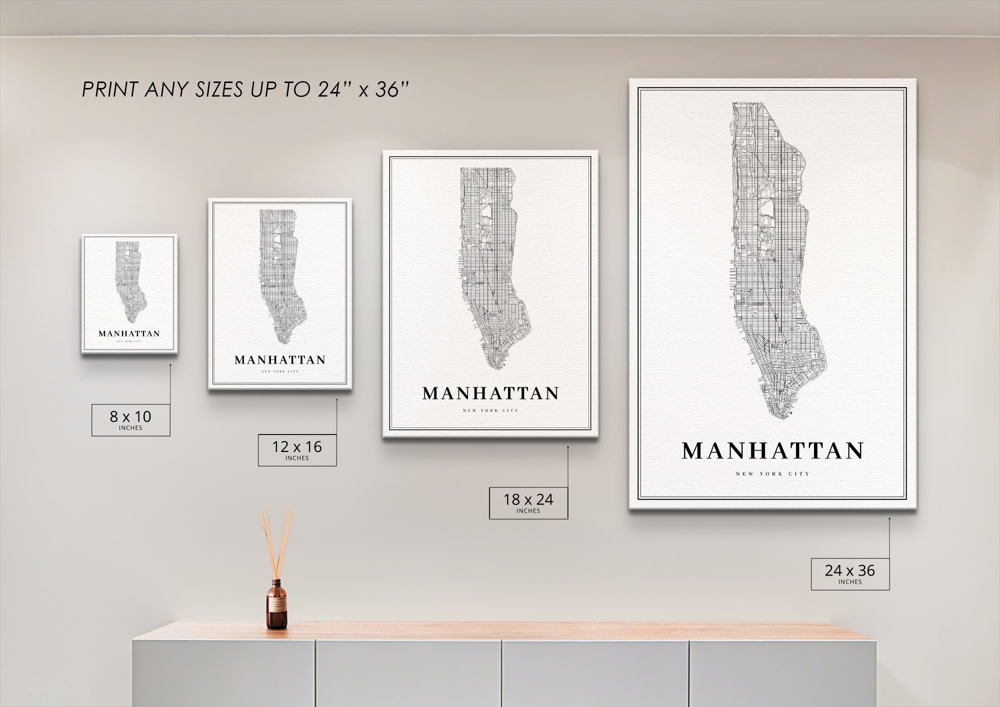 Manhattan NY Map Print, New York City NYC USA Map Art Poster, City ...
