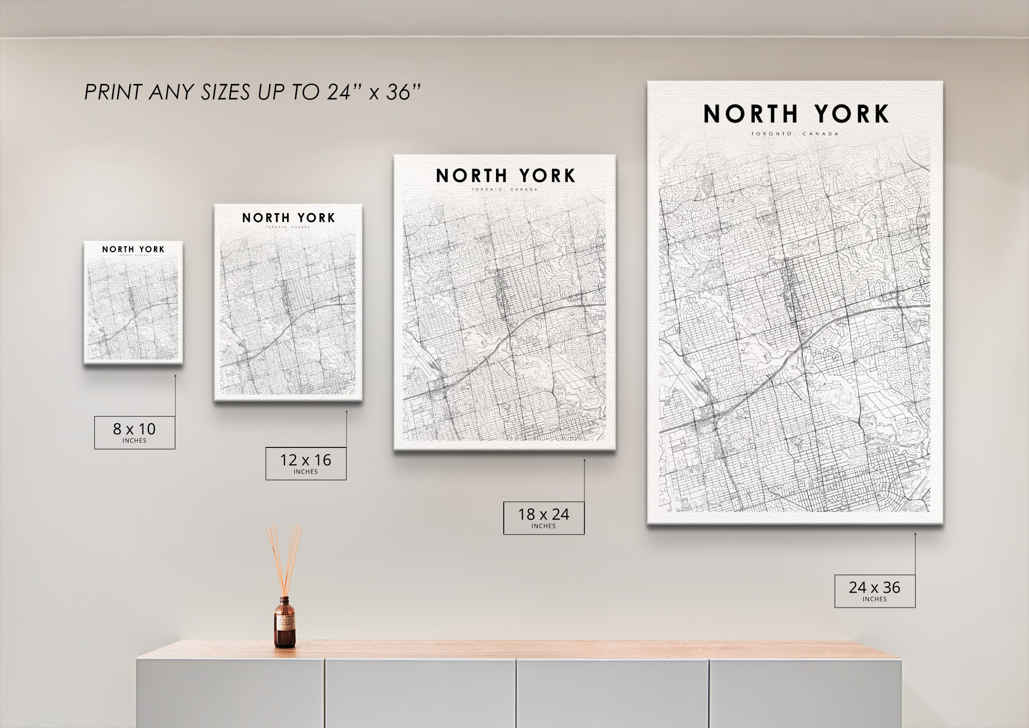 North York Toronto Map Print Ontario ON Canada Map Art | Etsy