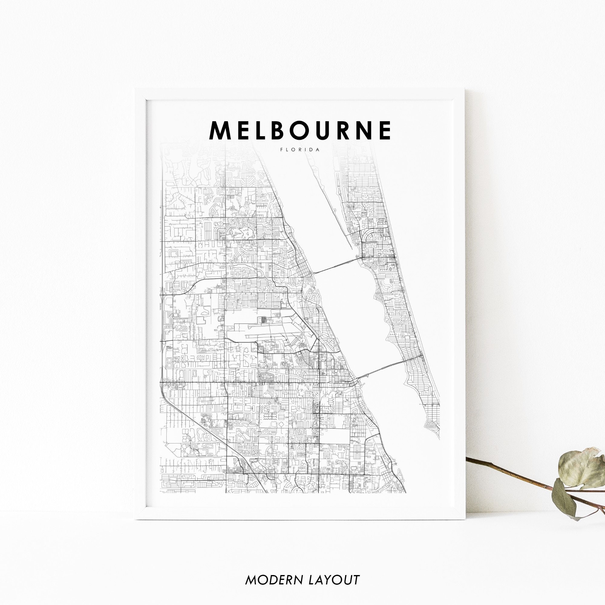 Melbourne FL Map Print Florida USA Map Art Poster Brevard | Etsy