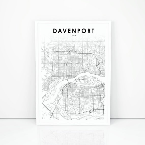 Davenport IA Map Print Iowa USA Map Art Poster Quad Cities | Etsy