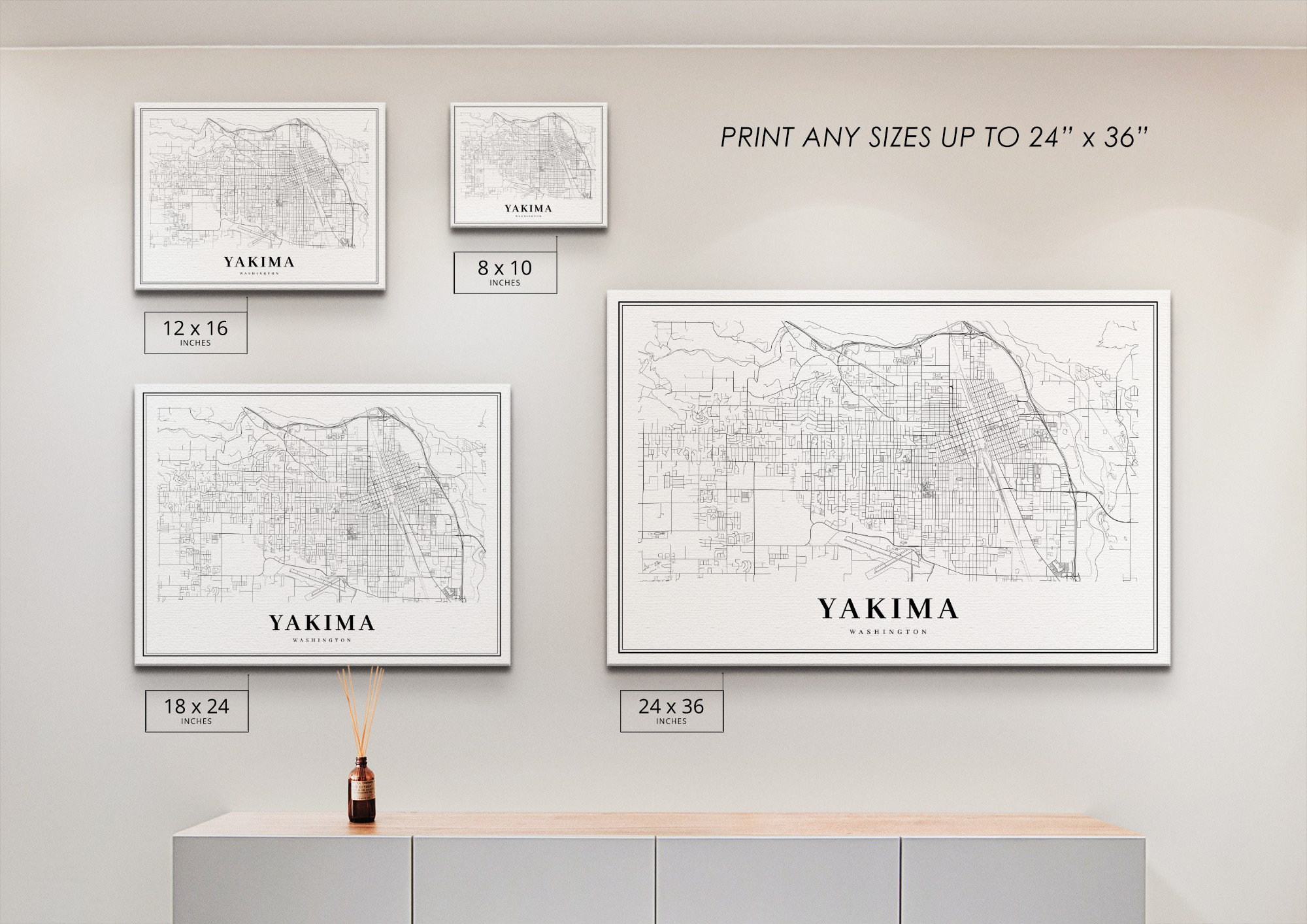 Yakima WA Map Print Washington USA Map Art Poster City | Etsy