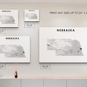 Nebraska Map Print, State Road Map Print, NE USA United States Map Art ...