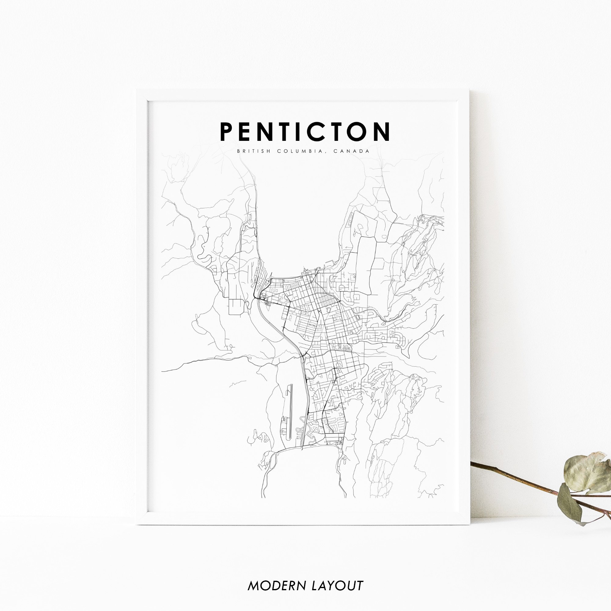 Penticton BC Canada Map Print British Columbia Map Art - Etsy