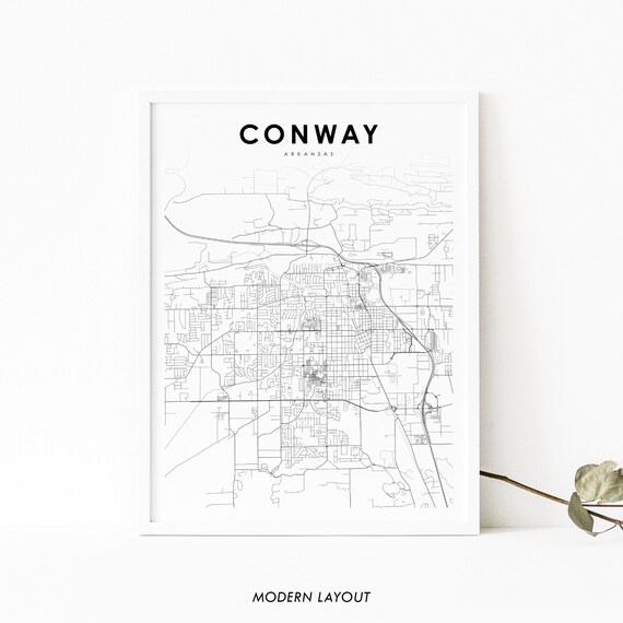 Conway AR Map Print Arkansas USA Map Art Poster City Street | Etsy
