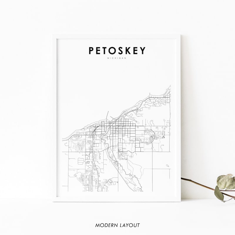 Michigan Map Petoskey - Etsy