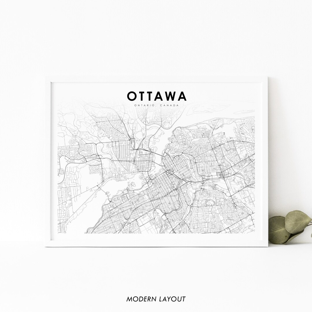 Ottawa Ontario Map Print, ON Canada Map Art Poster, Gatineau Quebec ...