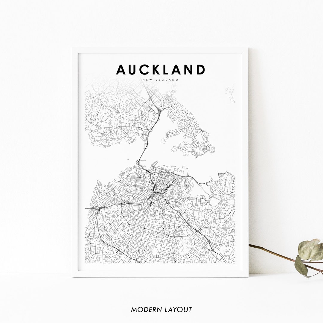 Auckland New Zealand Map Print, NZ Map Art Poster, North Island, City ...