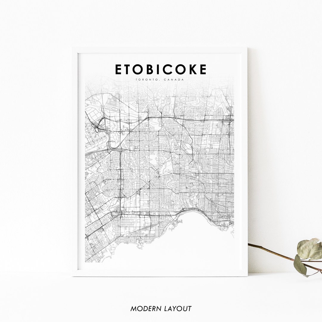 Etobicoke Toronto Map Print, Ontario ON Canada Map Art Poster, City ...