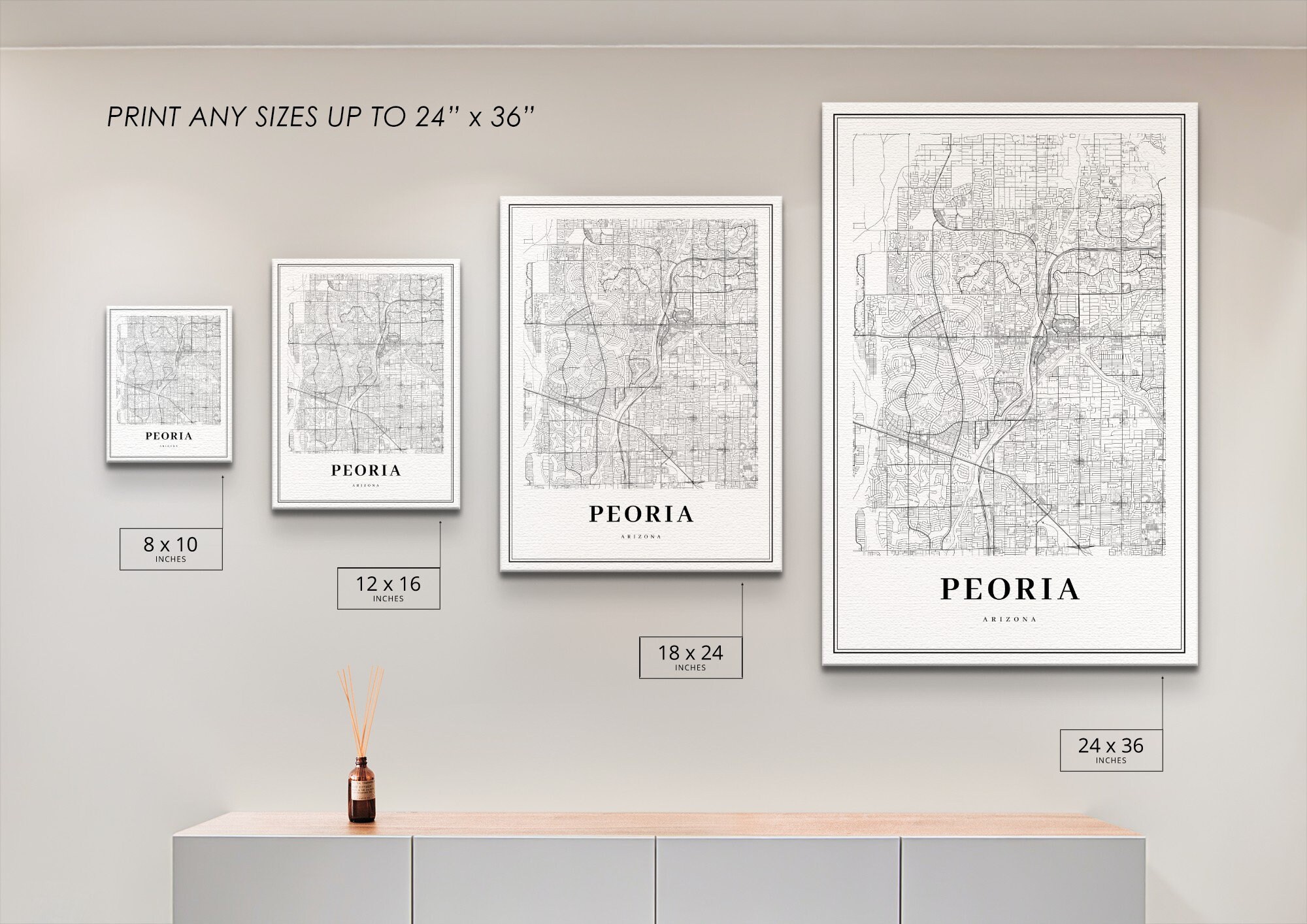 Peoria AZ Map Print Arizona USA Map Art Poster Glendale - Etsy