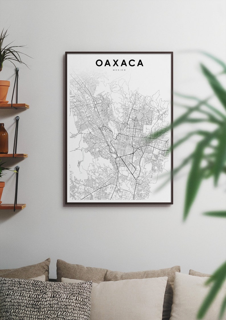 Oaxaca Mexico Map Print, Map Art Poster, Oaxaca De Juárez, City Street ...