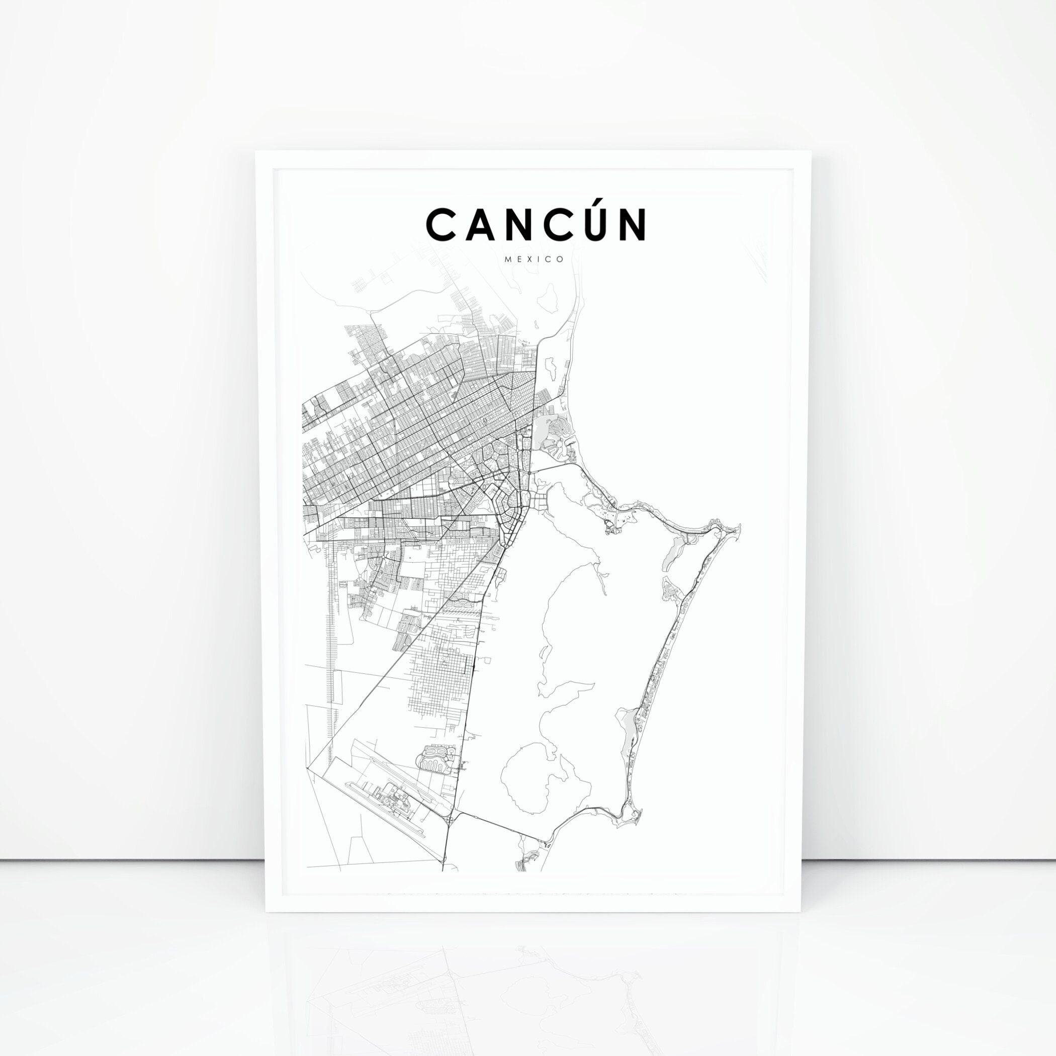 Cancun Area Mexico Map Print Cancún México Map Art Poster | Etsy