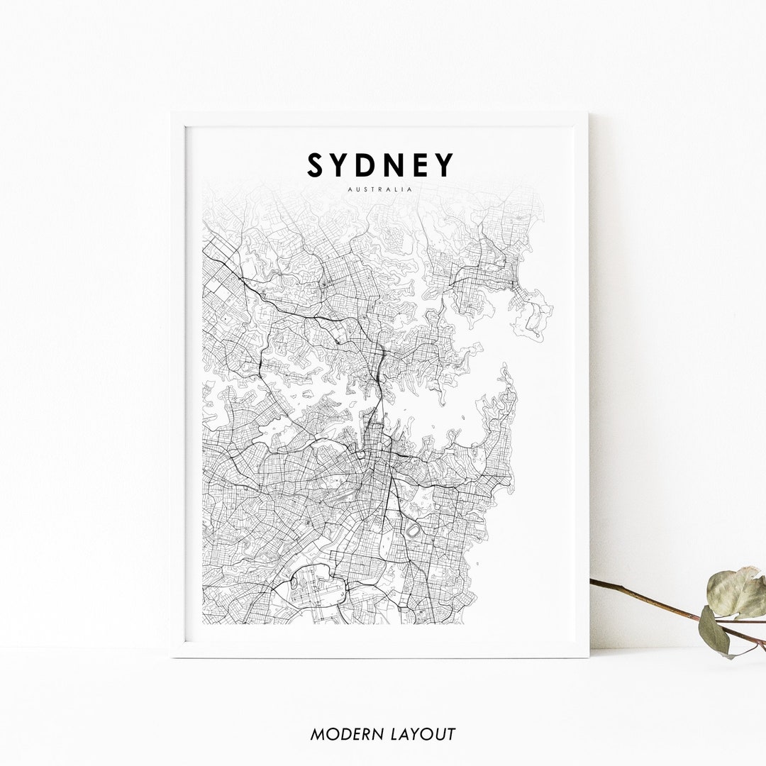 Sydney Area Australia Map Print, NSW Map Art Poster, New South Wales ...