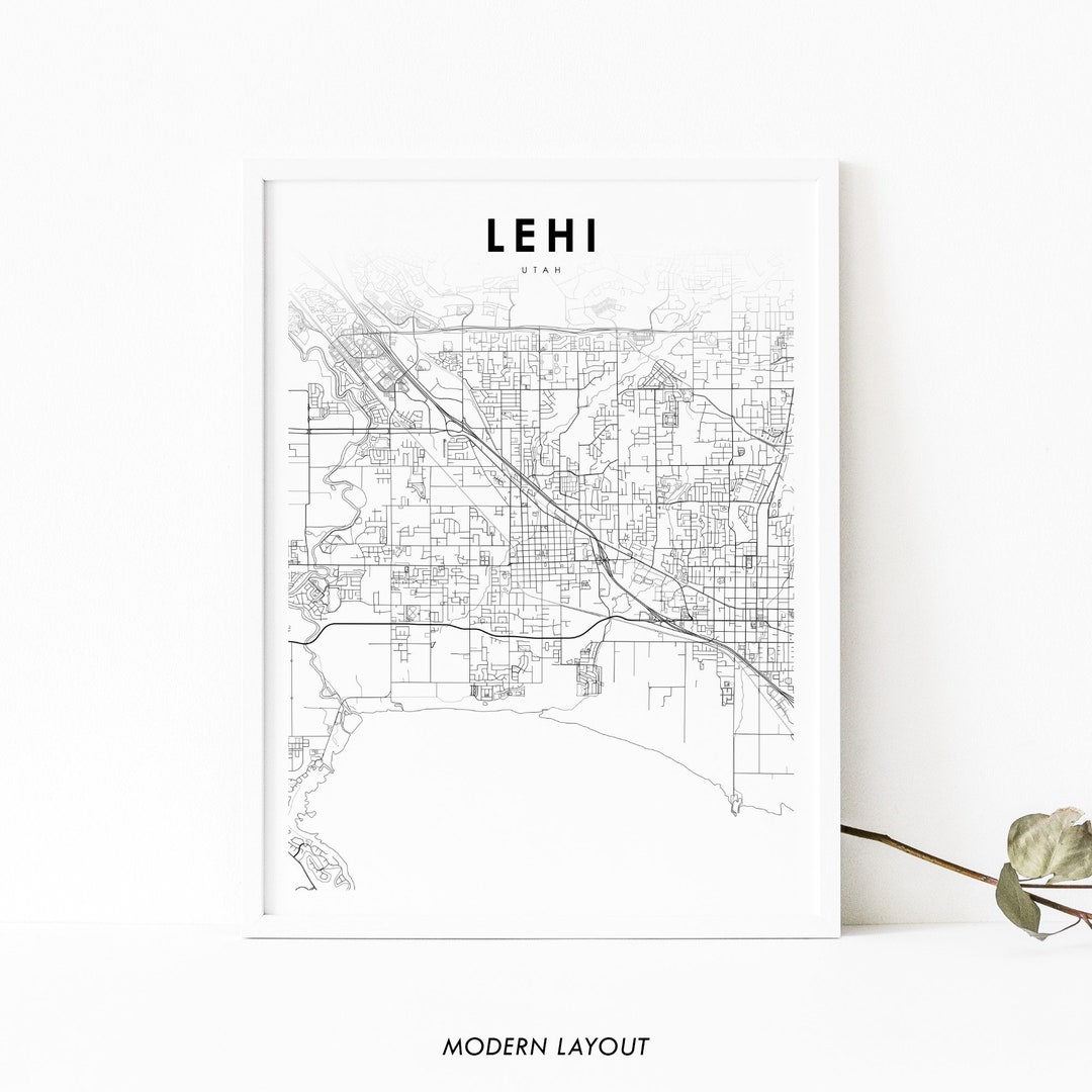 Lehi UT Map Print, Utah USA Map Art Poster, Provo Orem, City Street ...