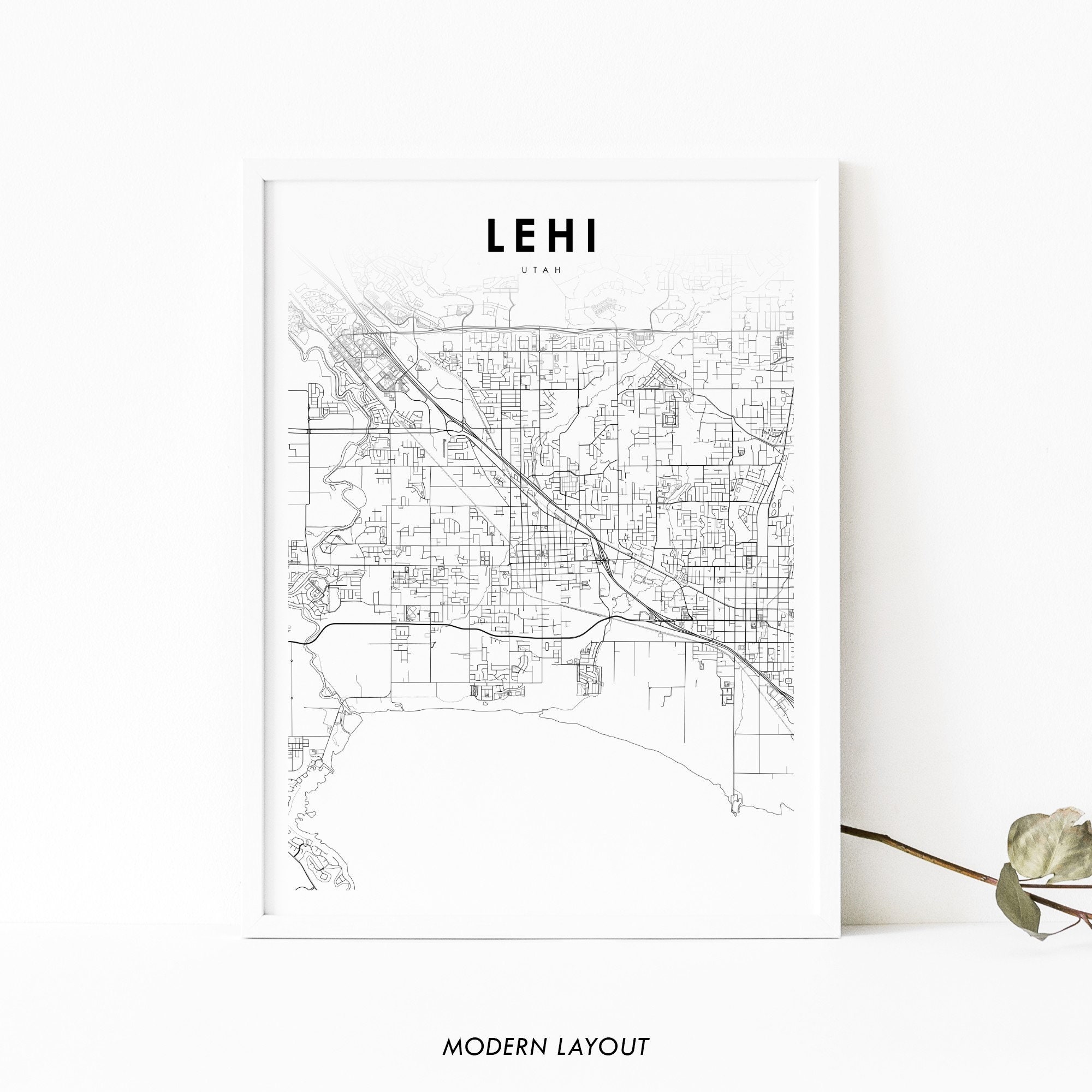 Lehi UT Map Print Utah USA Map Art Poster Provo Orem City | Etsy
