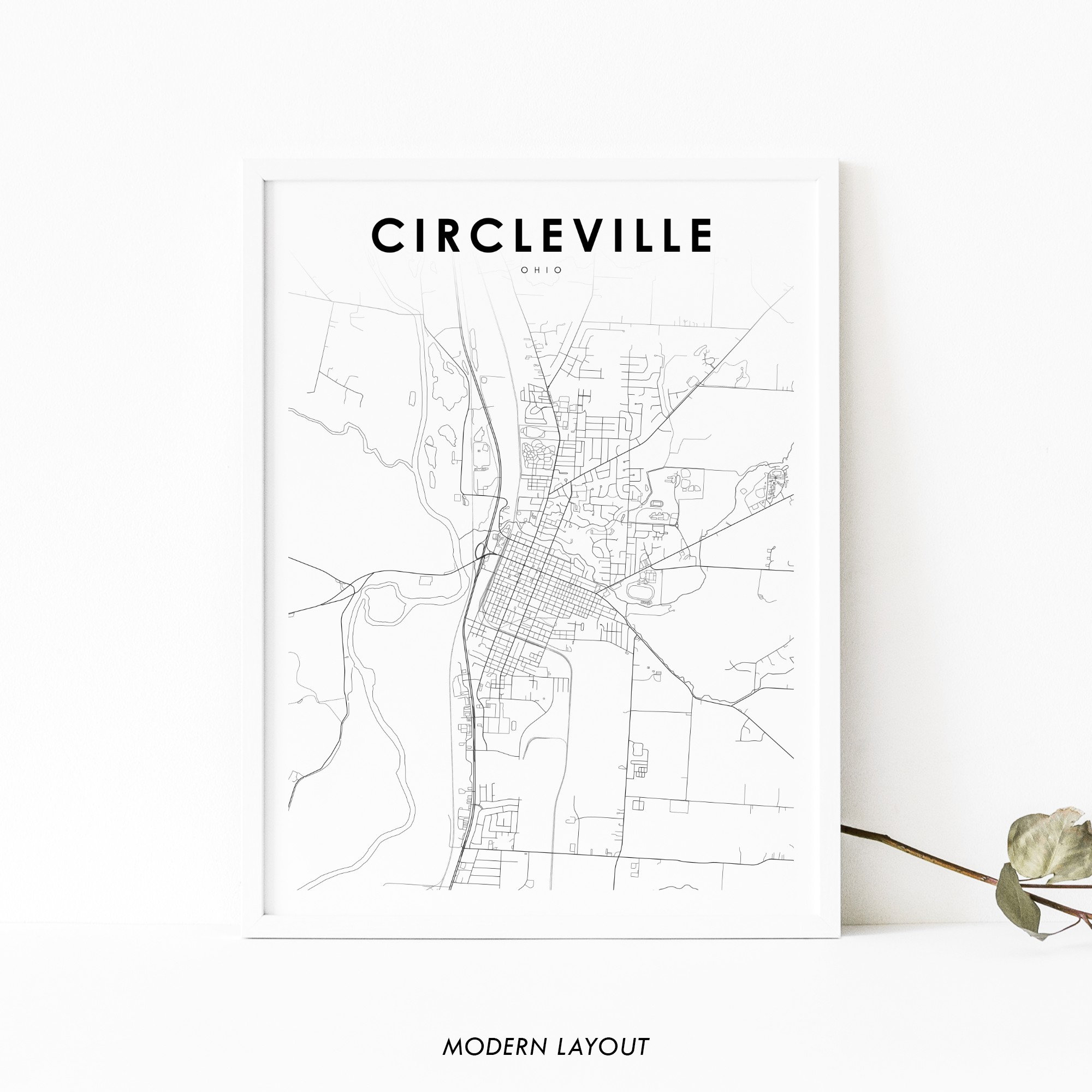 Circleville OH Map Print, Ohio USA Map Art Poster, Pickaway County City ...