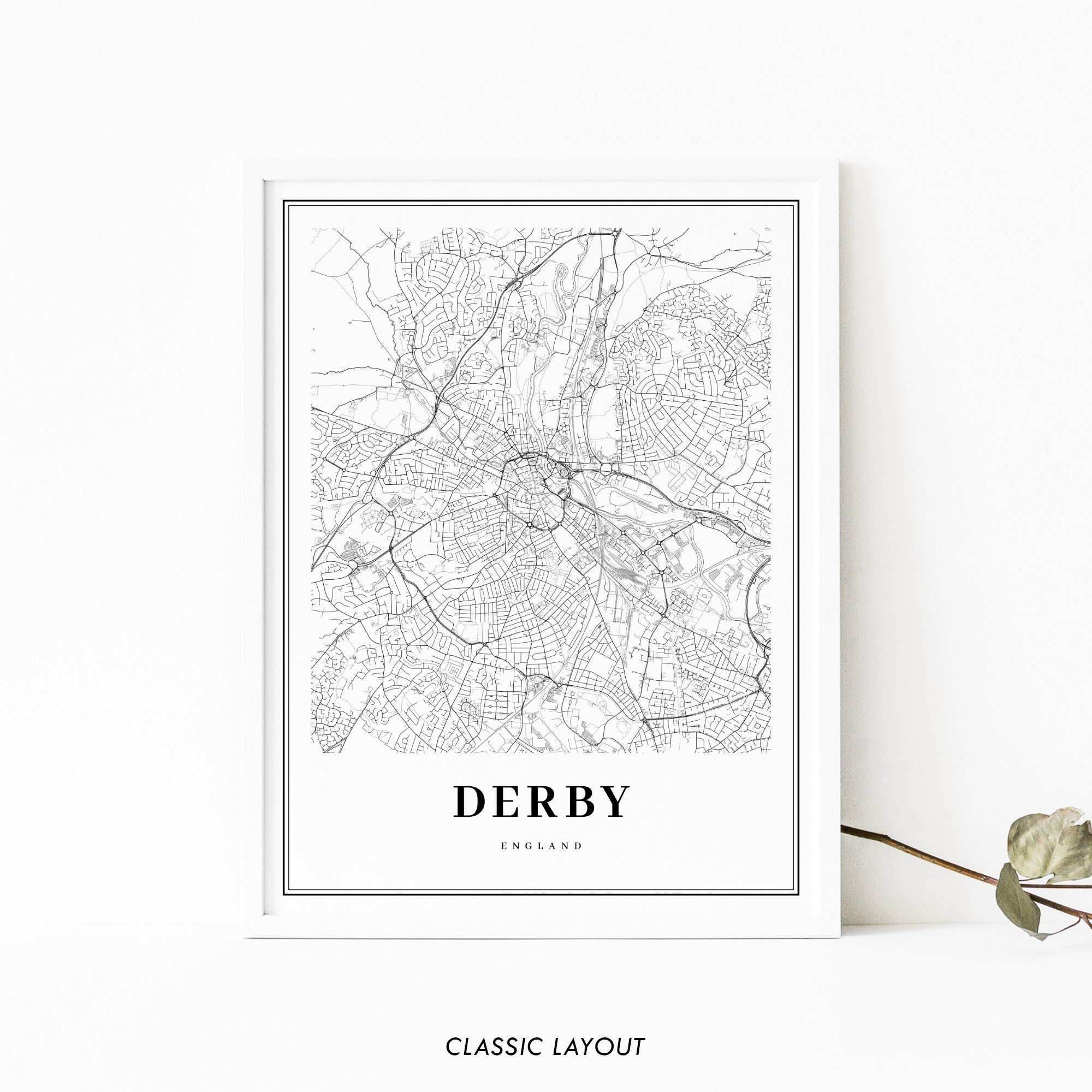 Derby England Map Print UK United Kingdom Map Art Poster | Etsy