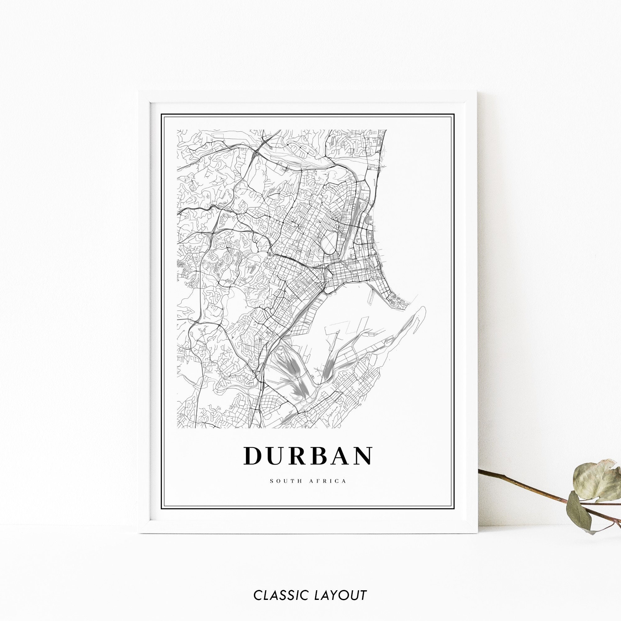 Durban South Africa Map Print Map Art Poster Ethekwini City - Etsy UK
