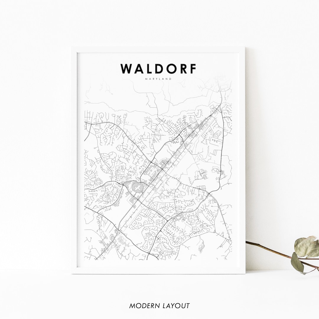 Waldorf MD Map Print, Maryland USA Map Art Poster, Charles County, City ...