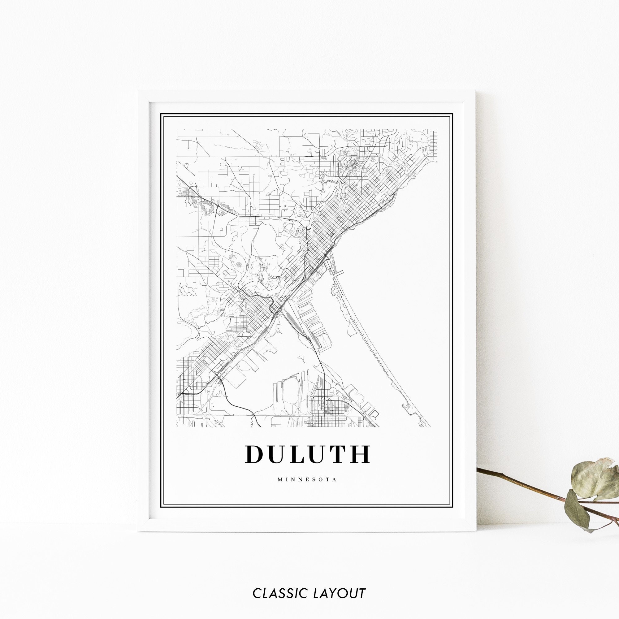 Duluth MN Map Print Minnesota USA Map Art Poster Superior - Etsy