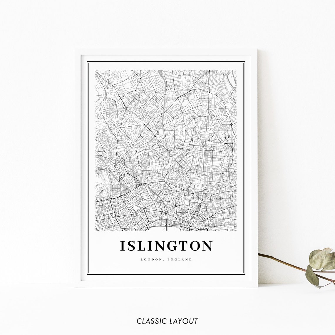 Islington London Map Print, England UK Map Art Poster, City Street Road ...